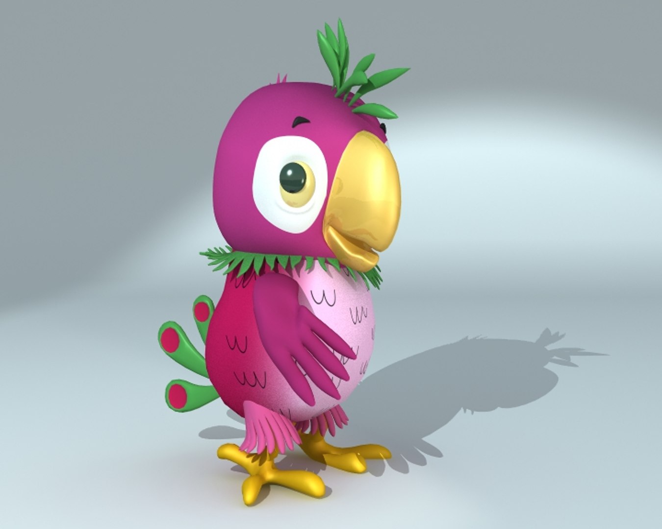 Rigged Cartoon Parrot 3d Model