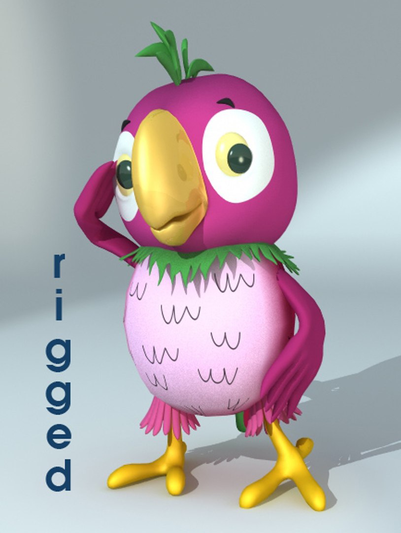 Rigged Cartoon Parrot 3d Model