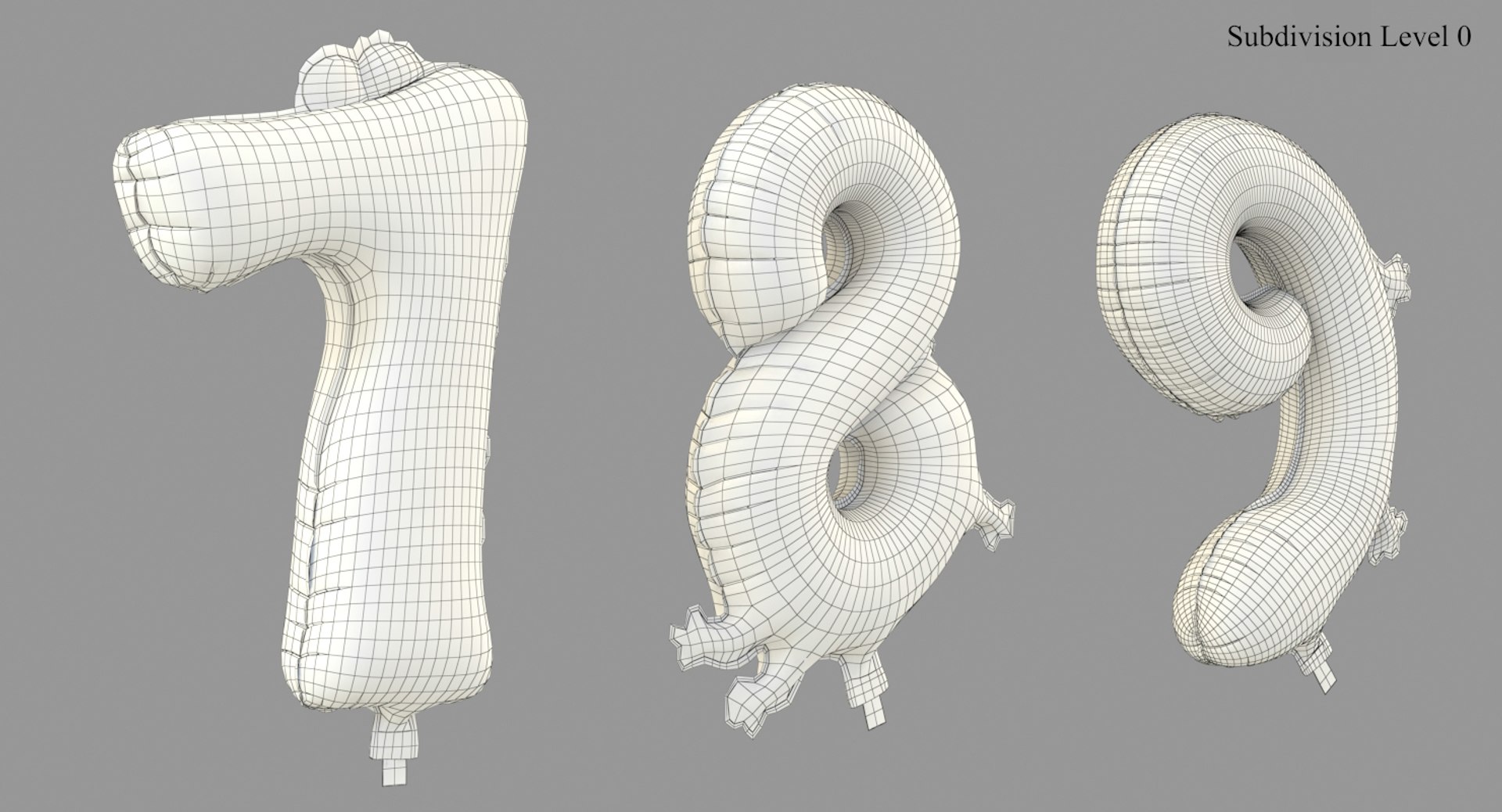 Balloon numbers 3D - TurboSquid 1412466