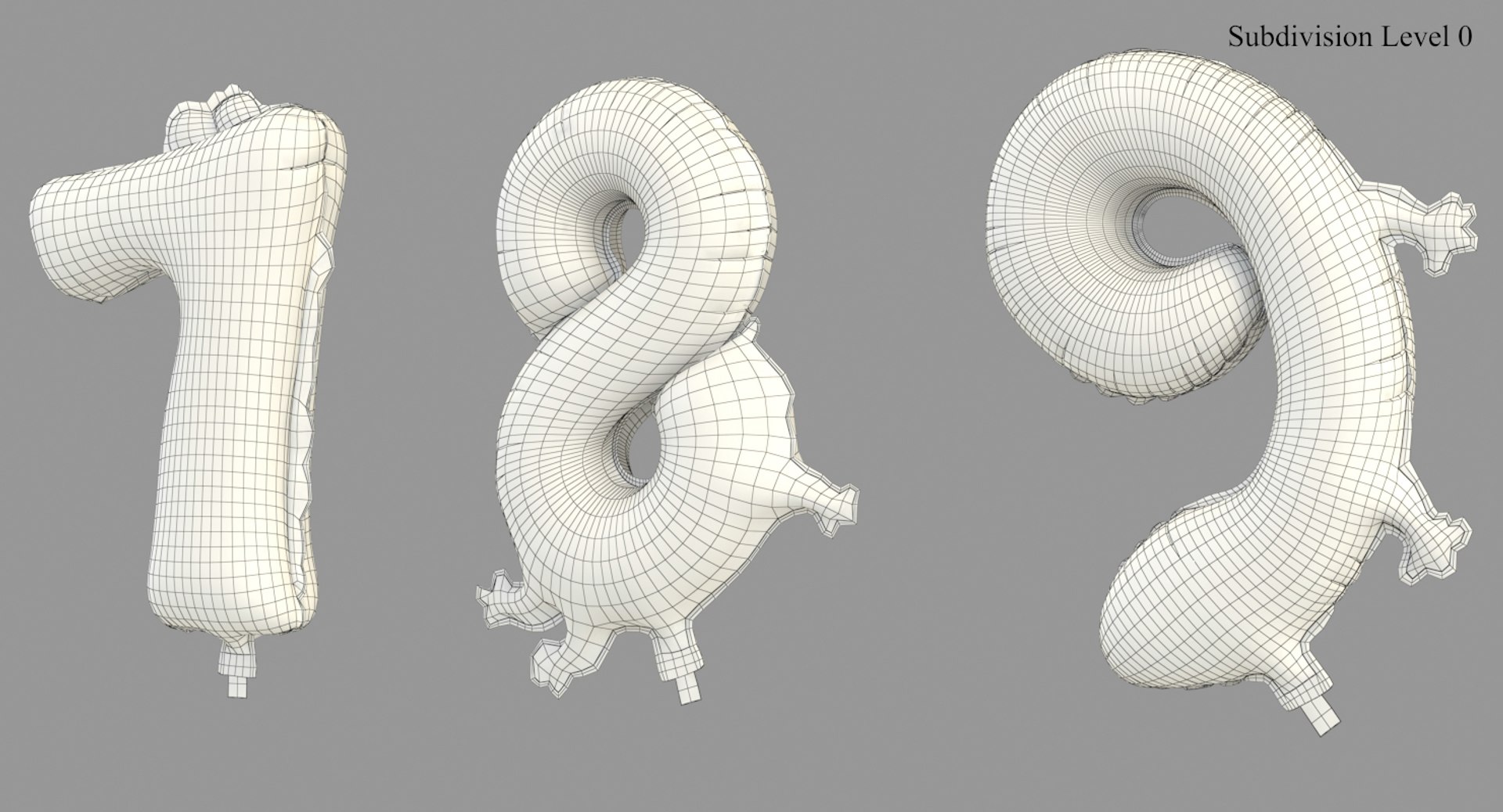 Balloon numbers 3D - TurboSquid 1412466