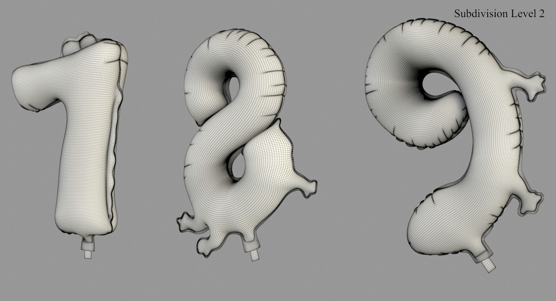 Balloon numbers 3D - TurboSquid 1412466