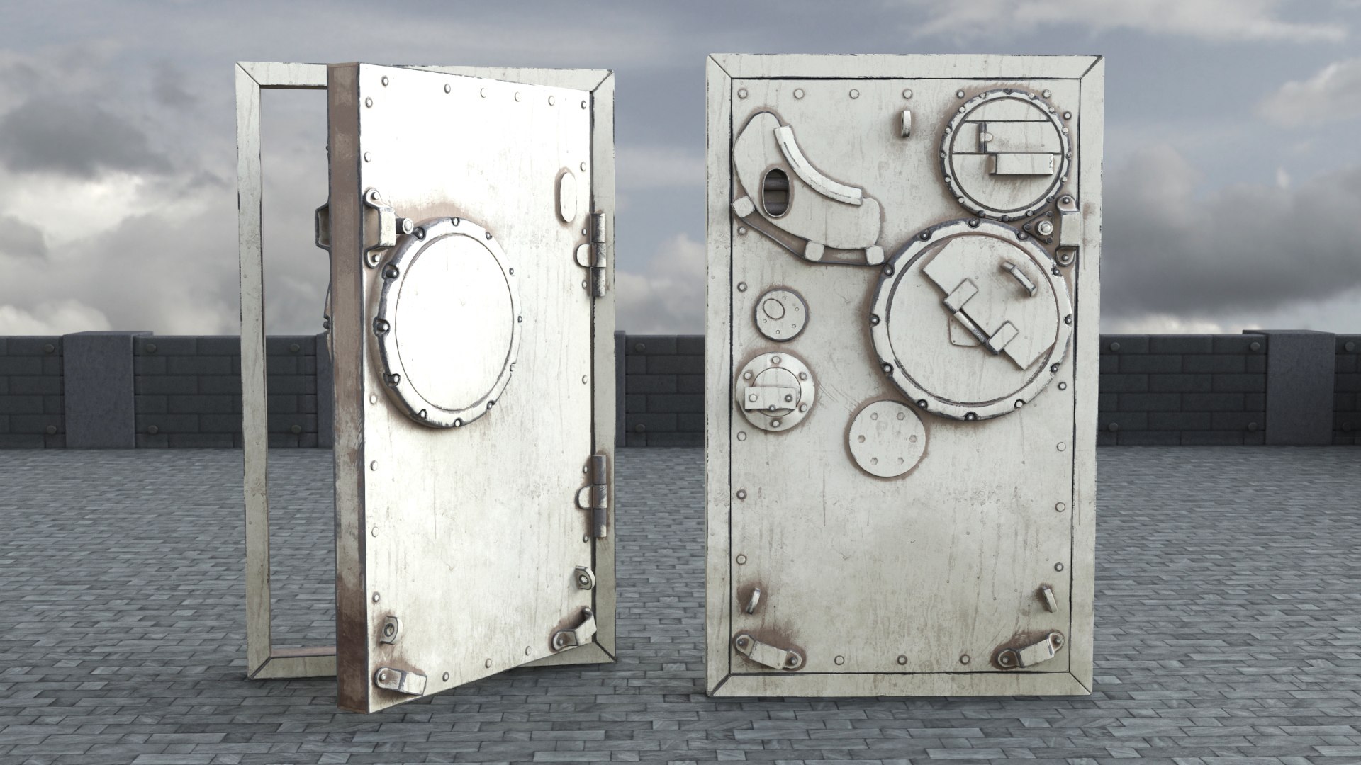 3D Rusted Metal Bunker Door 4 model - TurboSquid 1888464