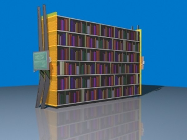 maya futuristic bookshelf