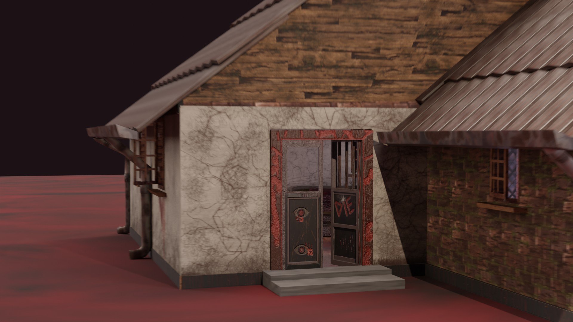 Haunted Mansion Bloodstained Couch Rustic Stairs 3D - TurboSquid 2121965