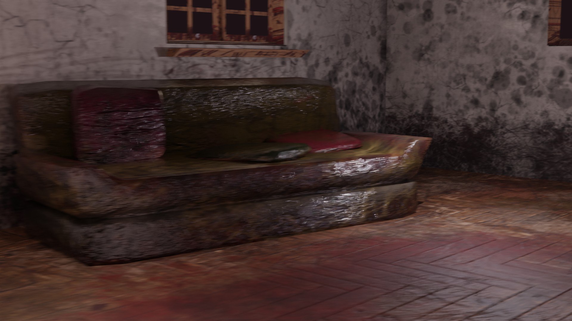 Haunted Mansion Bloodstained Couch Rustic Stairs 3D - TurboSquid 2121965