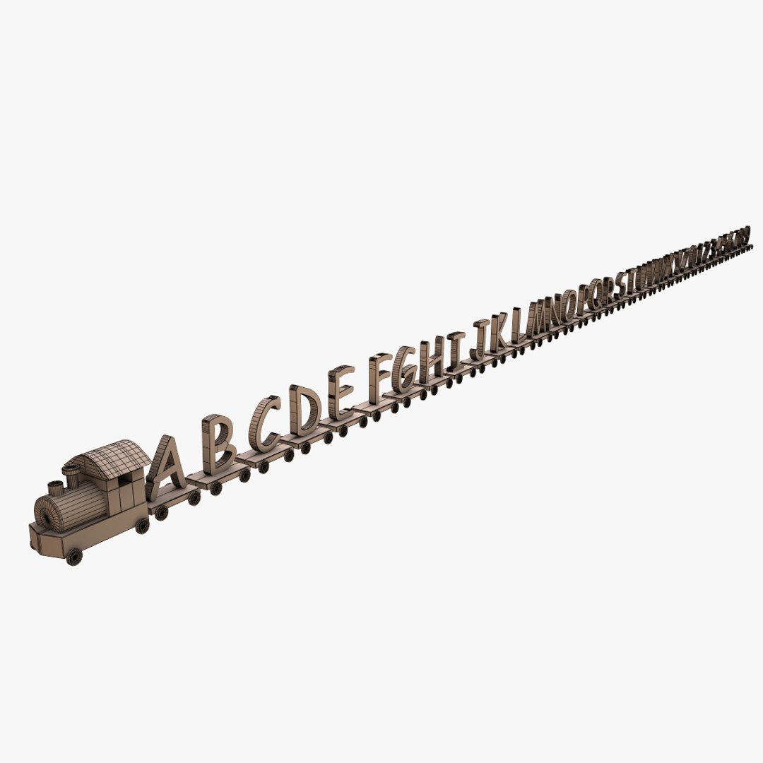3d Alphabet Wooden Toy Train Model