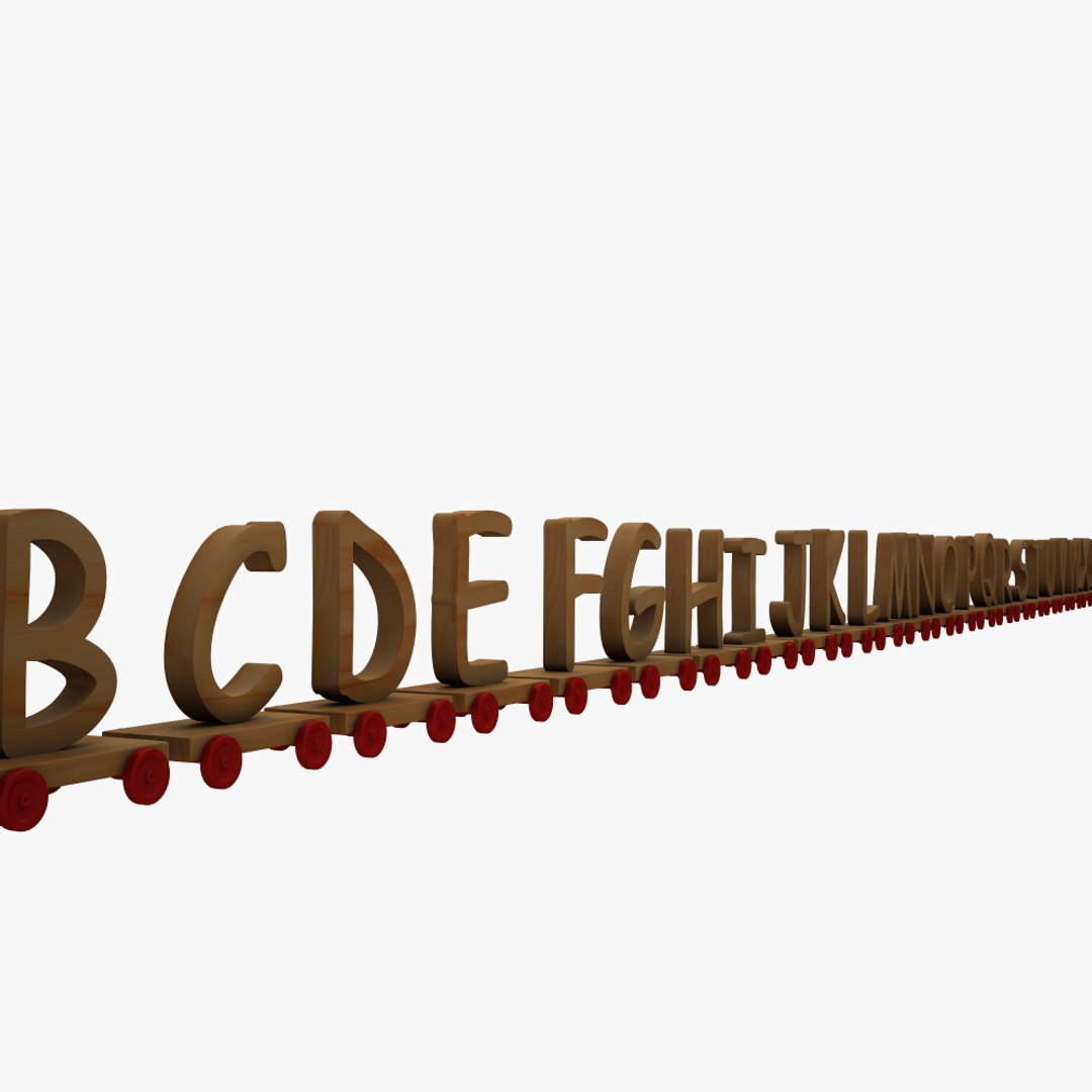 3d Alphabet Wooden Toy Train Model