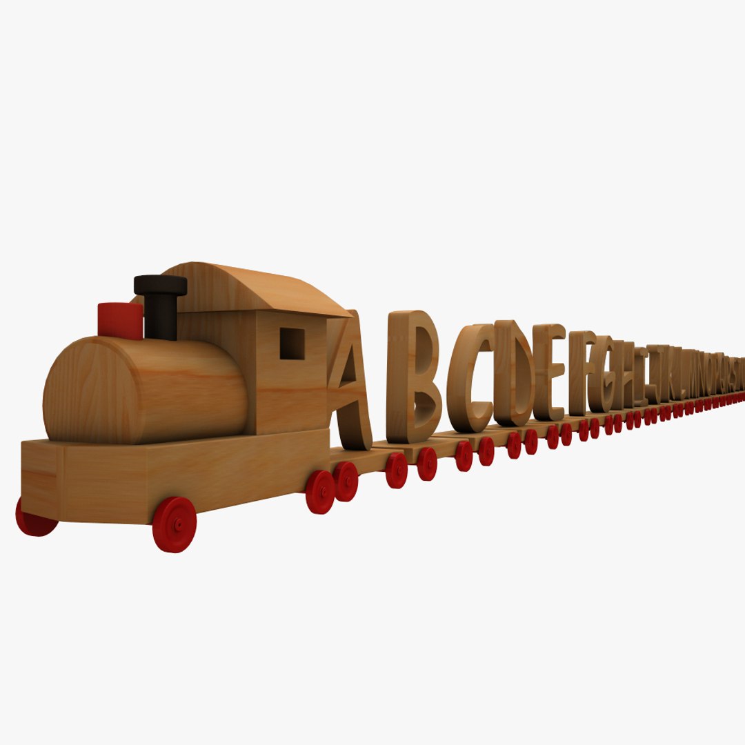 3d Alphabet Wooden Toy Train Model
