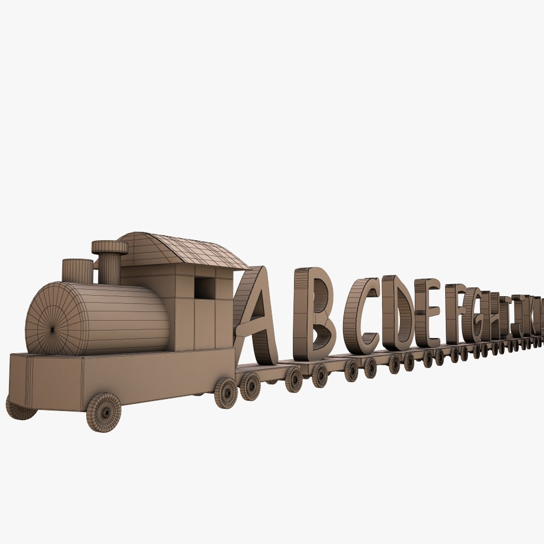 3d Alphabet Wooden Toy Train Model