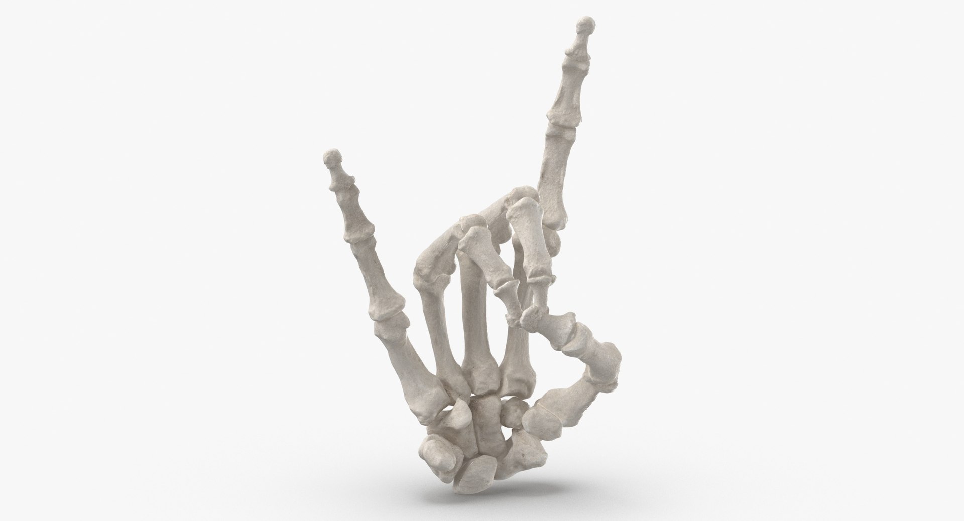 3D Human Hand Bones Rock Sign White And Yellow Collection 01 - 2 Models ...