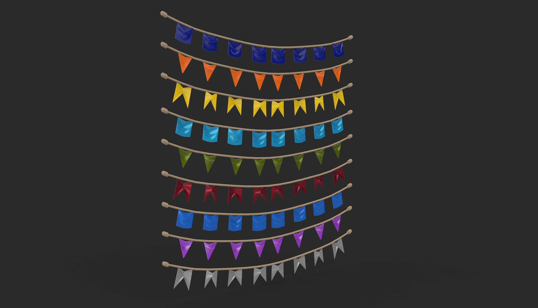 3D Bunting Banners Flags 3D Model Model - TurboSquid 2392704
