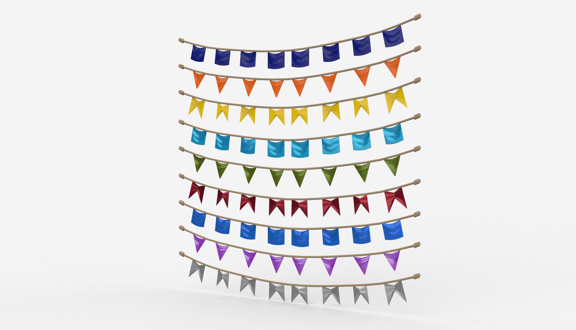 3D Bunting Banners Flags 3D Model Model - TurboSquid 2392704
