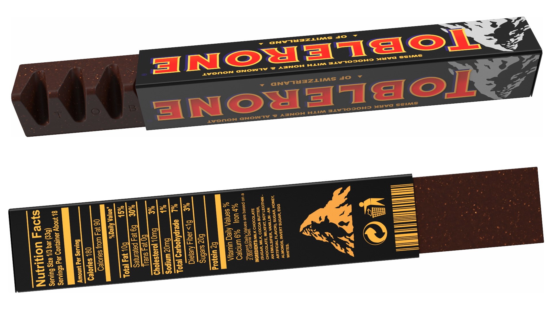3D Opened Toblerone Dark Chocolate Bar - TurboSquid 1769285