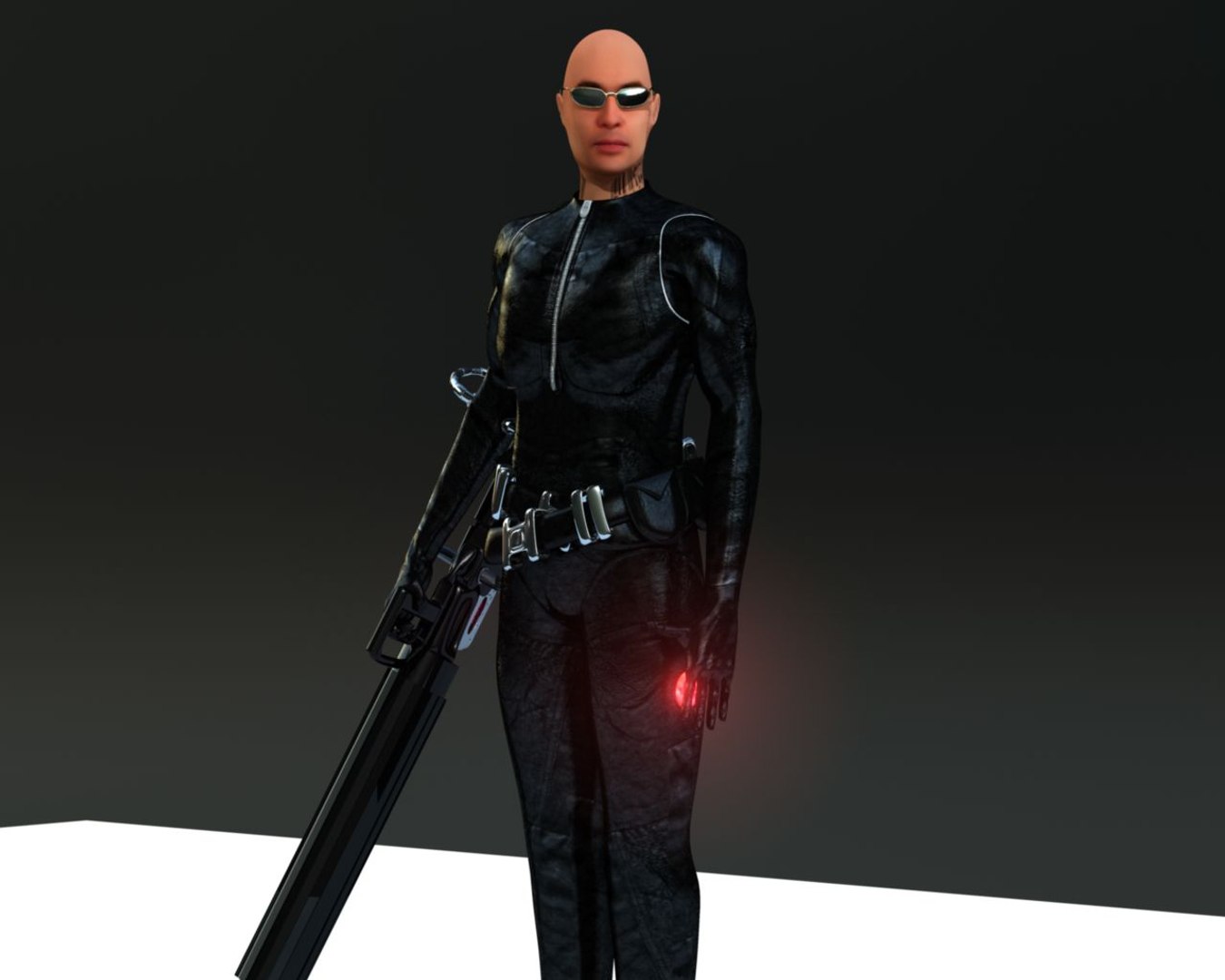 3d female sniper male mech warrior