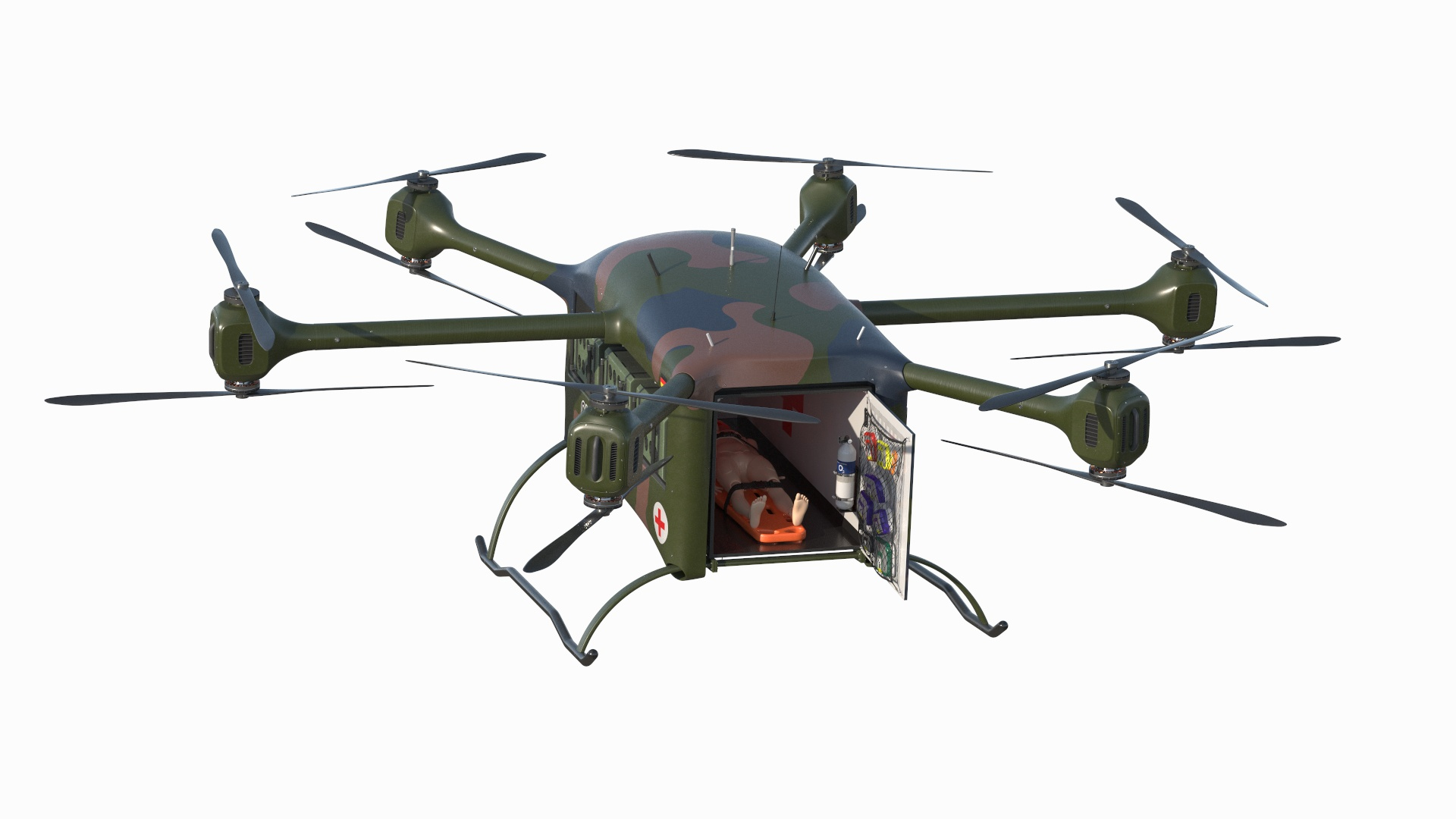 3D Model Tactical Medical Transport Quadcopter And Stretcher ...