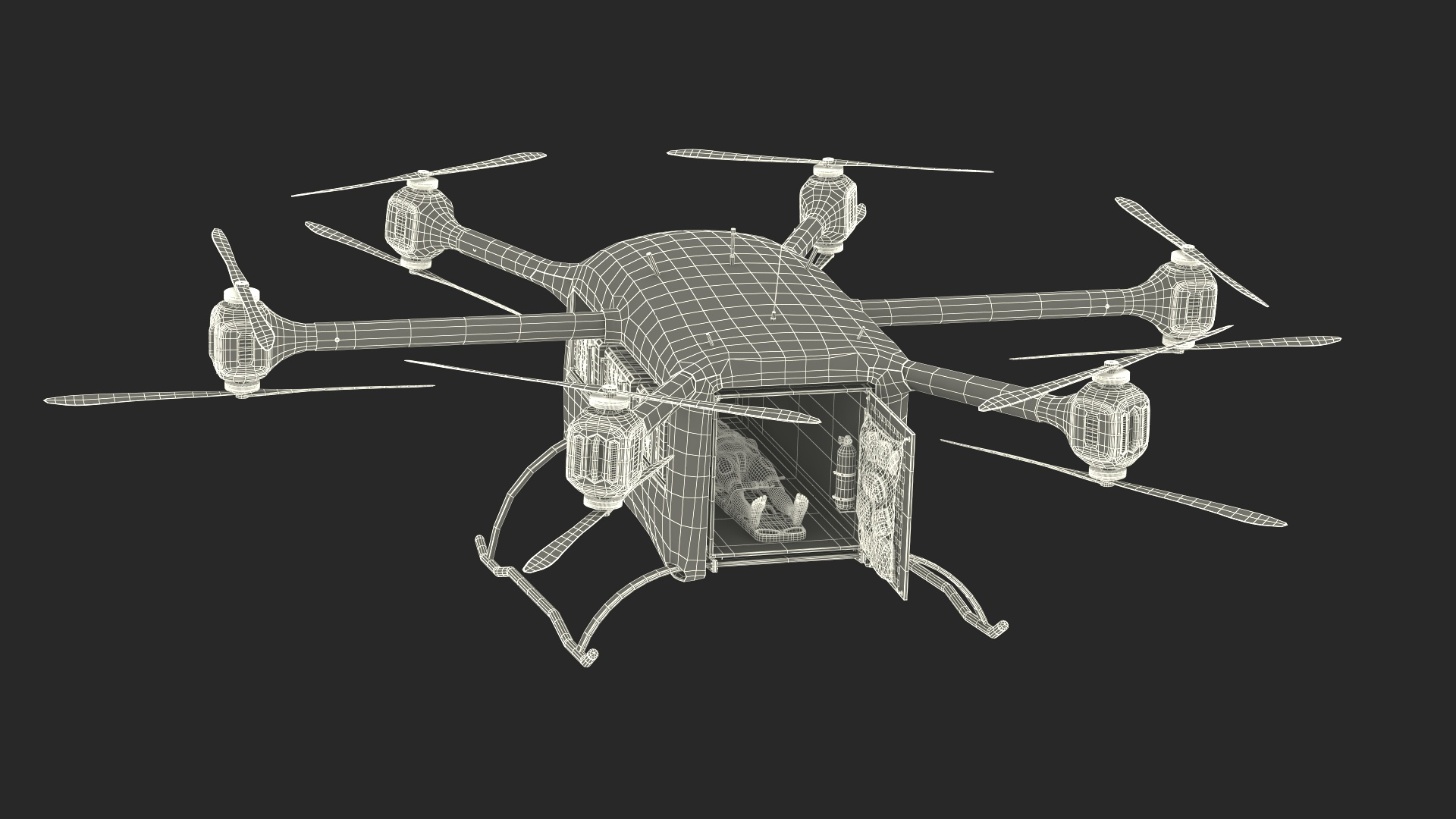 3D Model Tactical Medical Transport Quadcopter And Stretcher ...