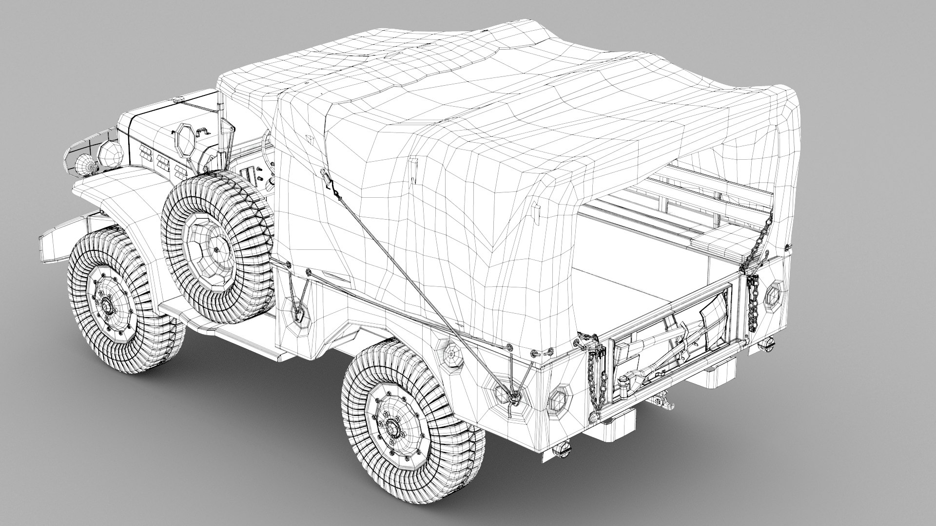 wc-51 dodge truck wwii 3d model