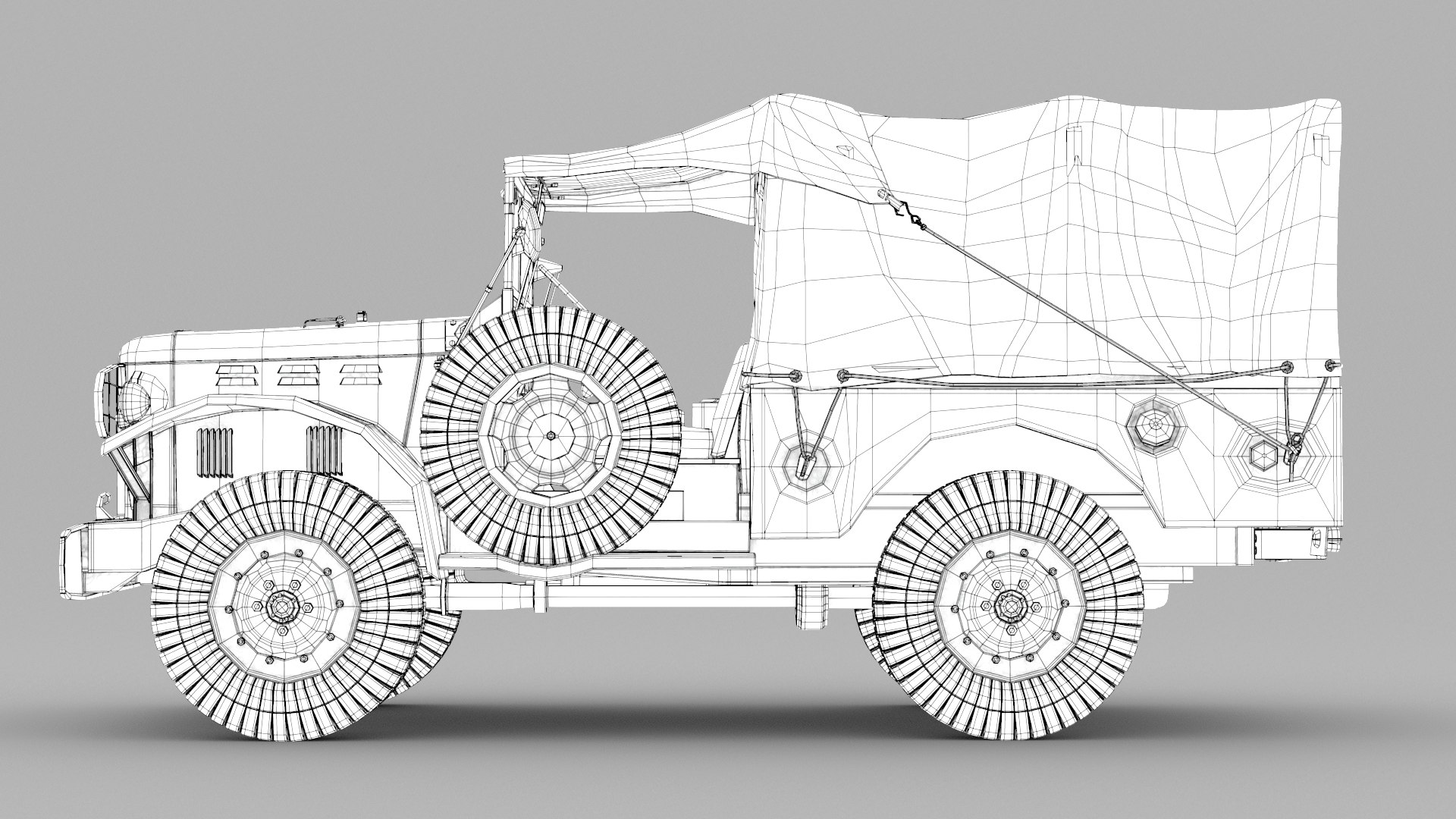 wc-51 dodge truck wwii 3d model