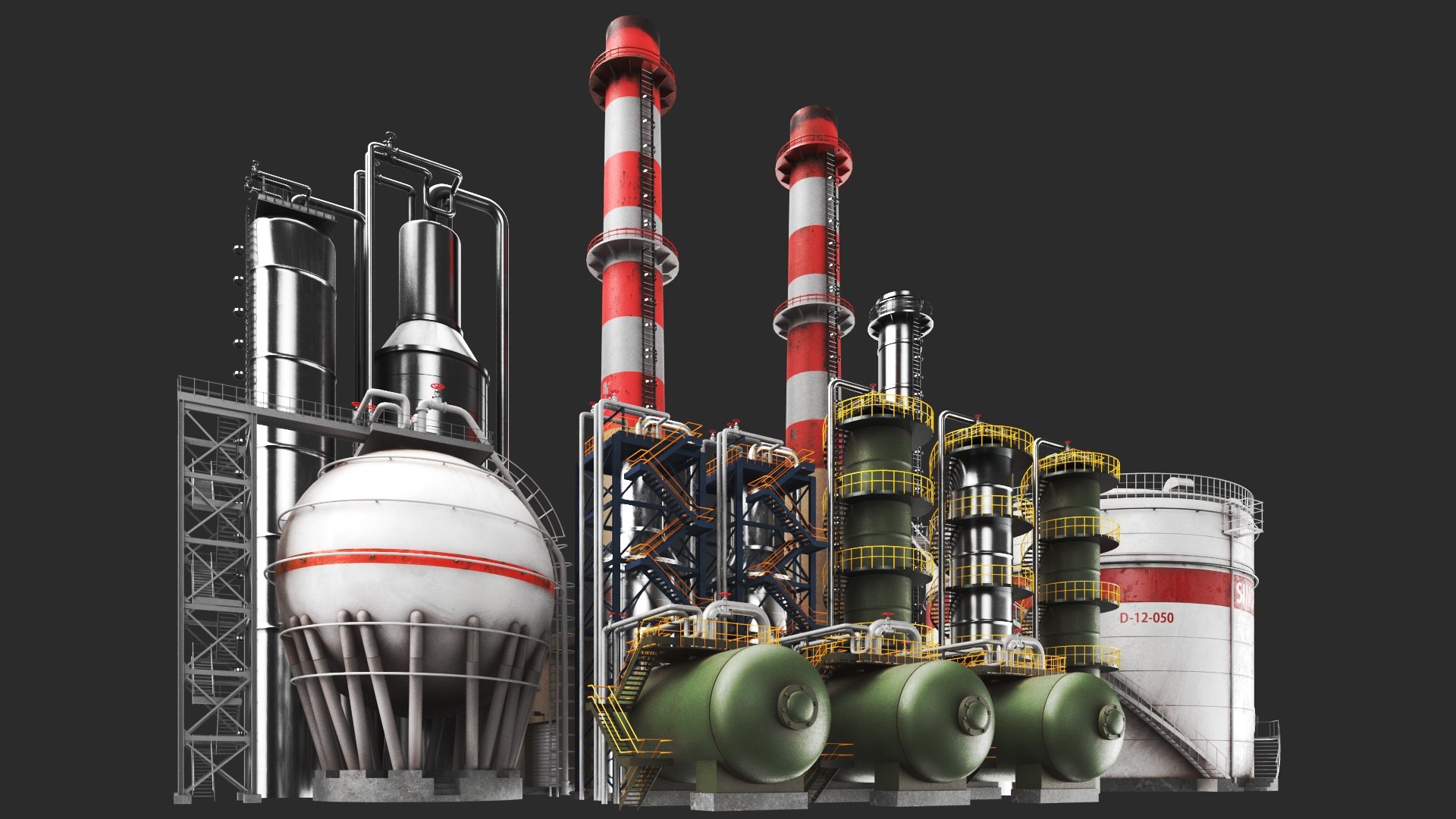 Detailed Oil Refinery Port 3D - TurboSquid 2342145