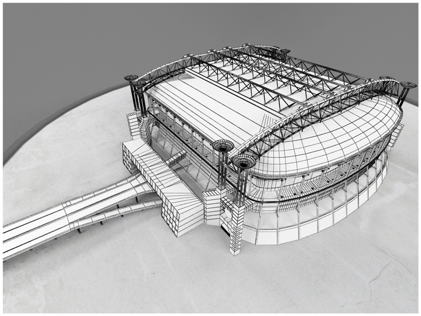 generic arena exterior 3d model