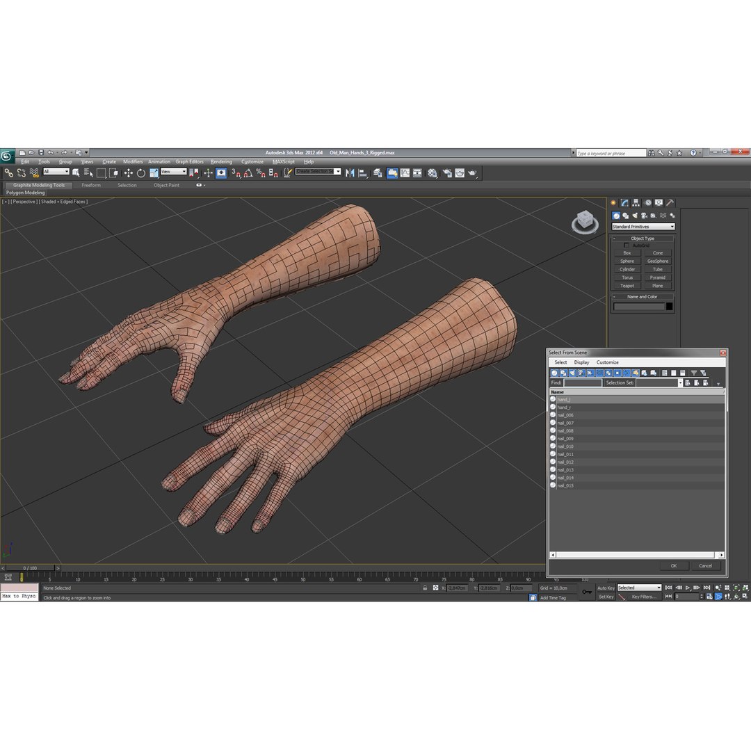 3d model old man hands 3