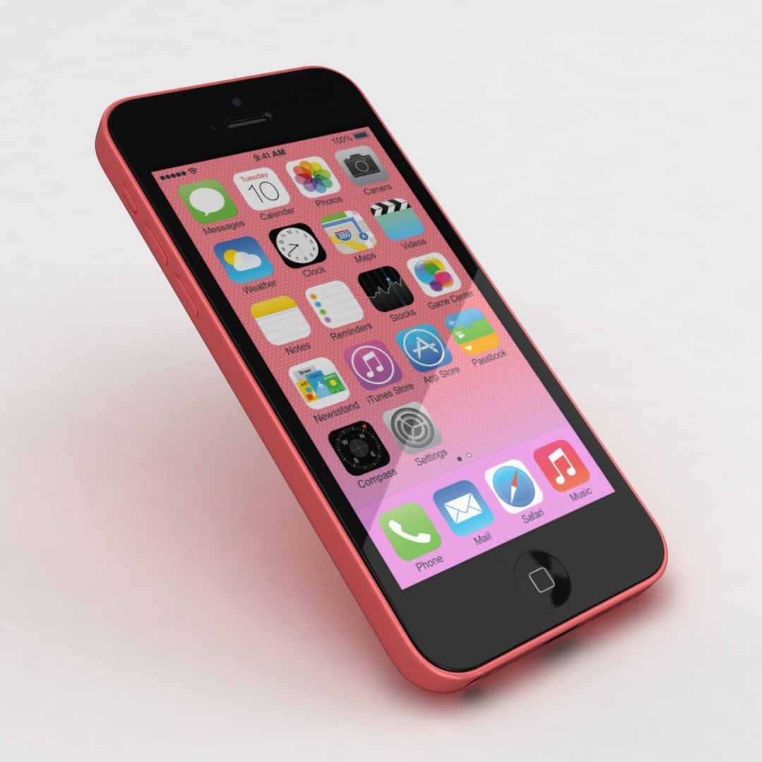 apple iphone 5c pink 3d model
