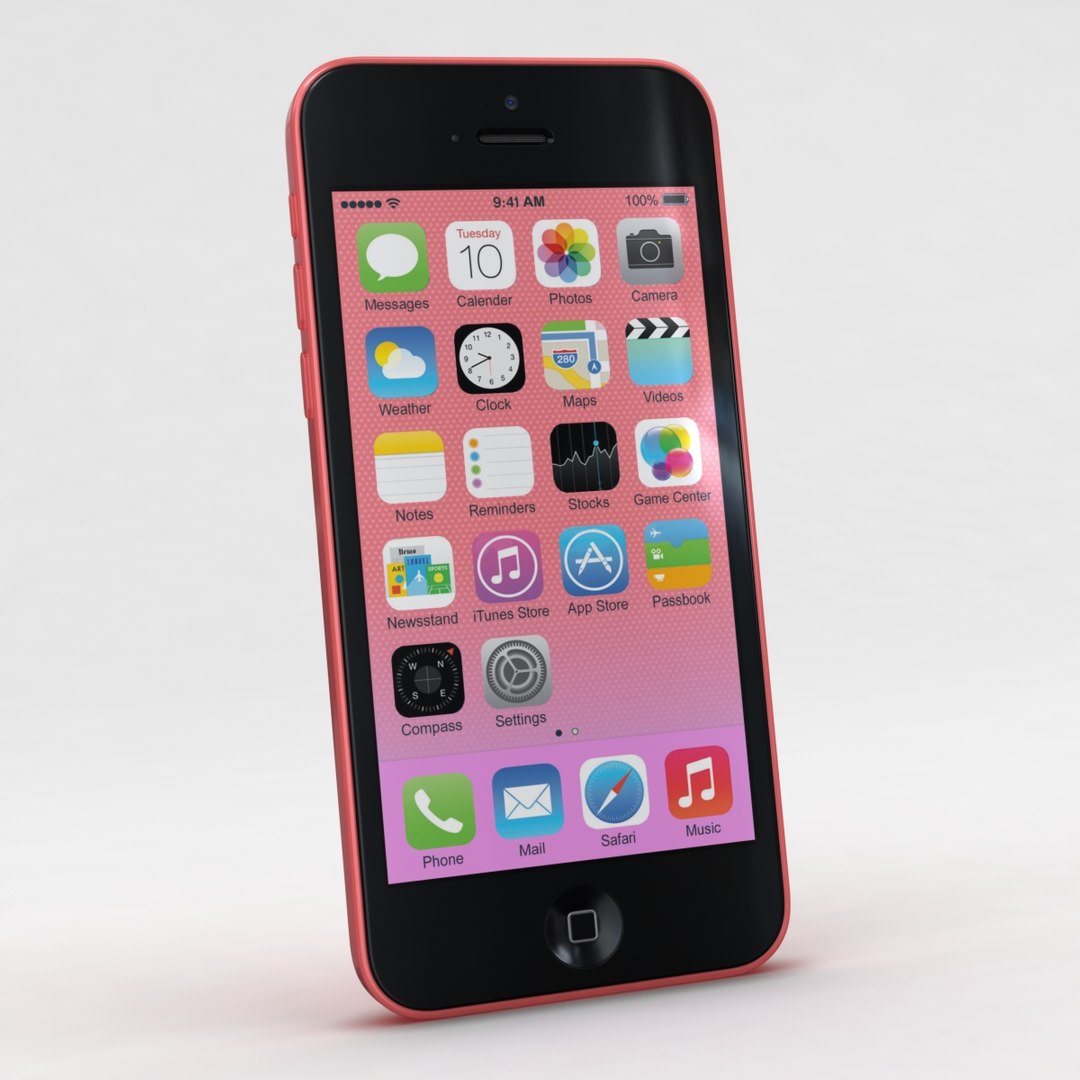 apple iphone 5c pink 3d model