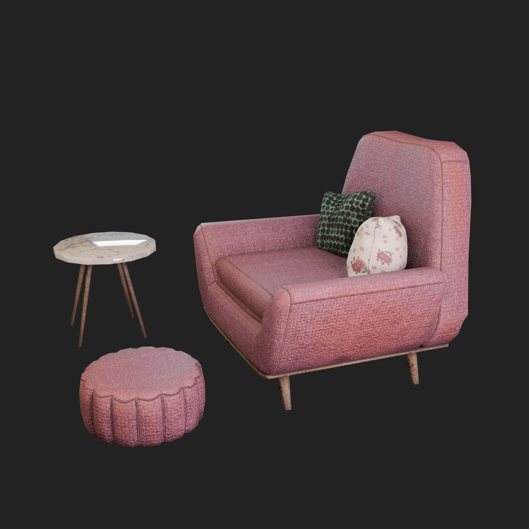3D model Set of stylised furniture - TurboSquid 2164620