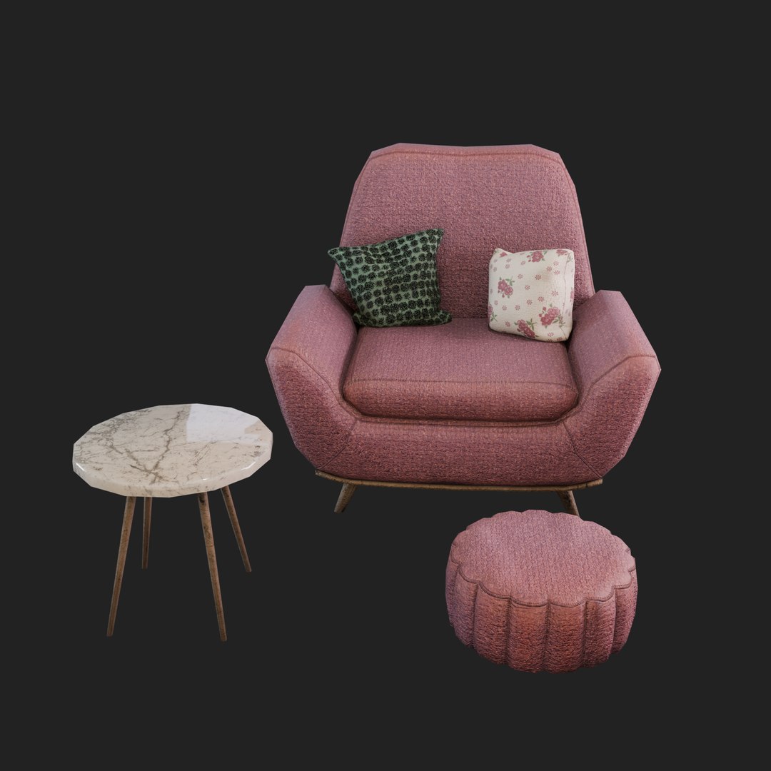 3D model Set of stylised furniture - TurboSquid 2164620