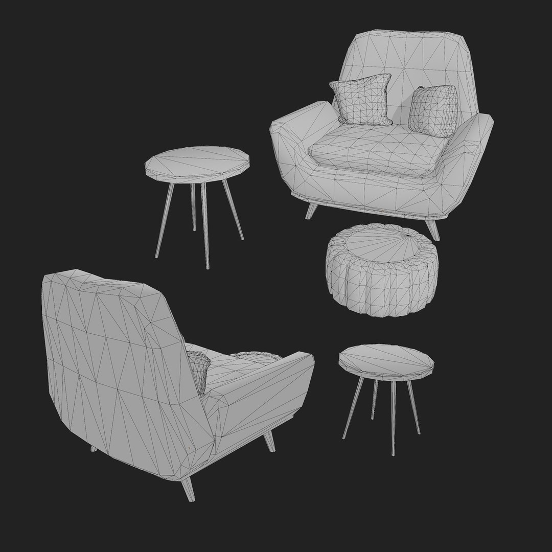 3D model Set of stylised furniture - TurboSquid 2164620