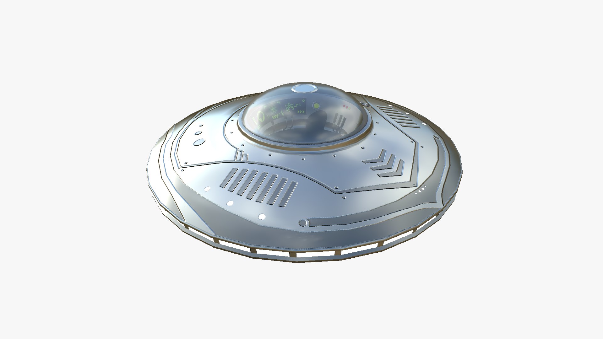 3D Alien Spaceship UFO B02 Aluminum - Sci Fi Spacecraft Design Model ...