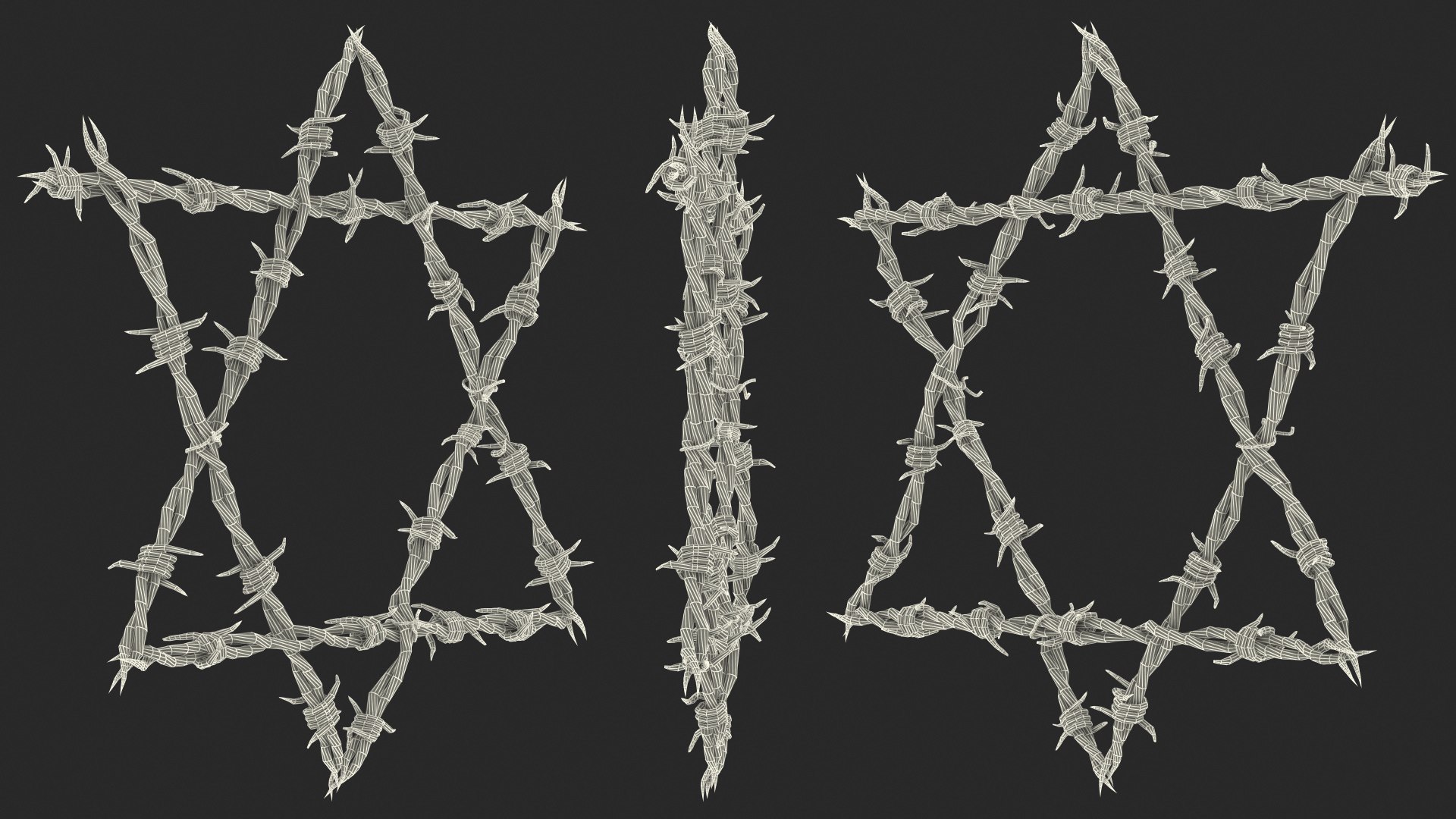 3D Star Of David Made From Barbed Wire Rusty Model - TurboSquid 1819271