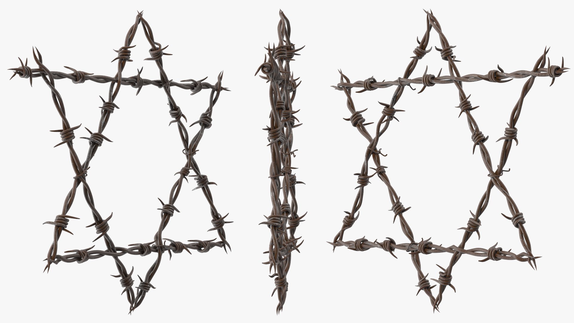 3D Star Of David Made From Barbed Wire Rusty Model - TurboSquid 1819271