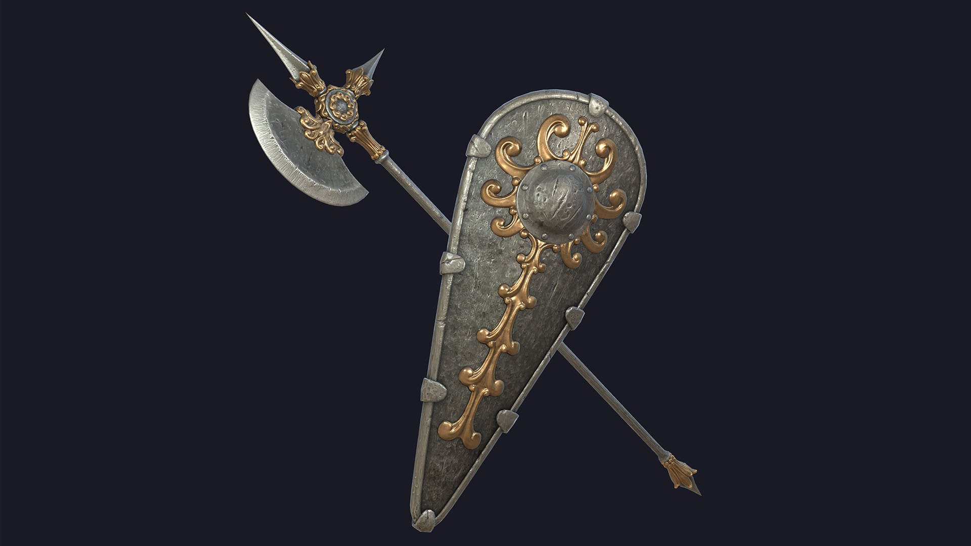 Pbr Fantasy Halberd Kite 3D Model - TurboSquid 1541914