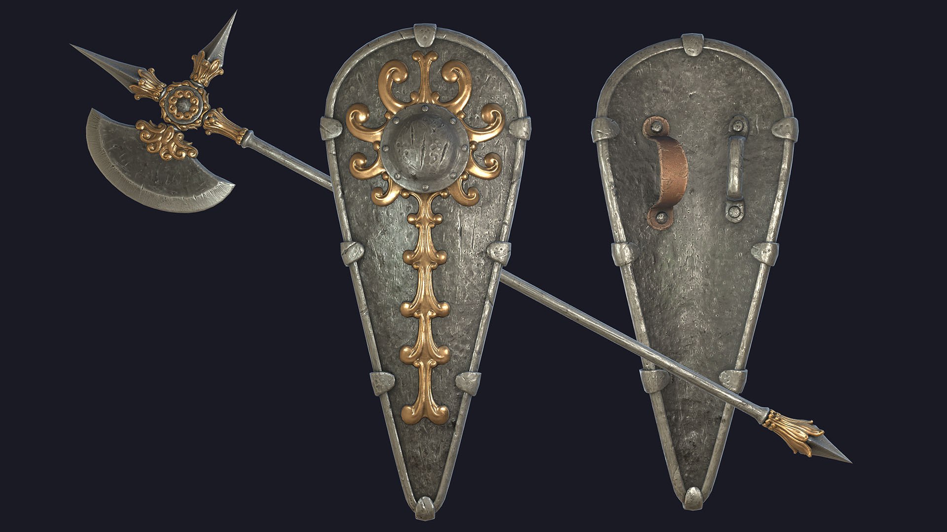 Pbr Fantasy Halberd Kite 3D Model - TurboSquid 1541914