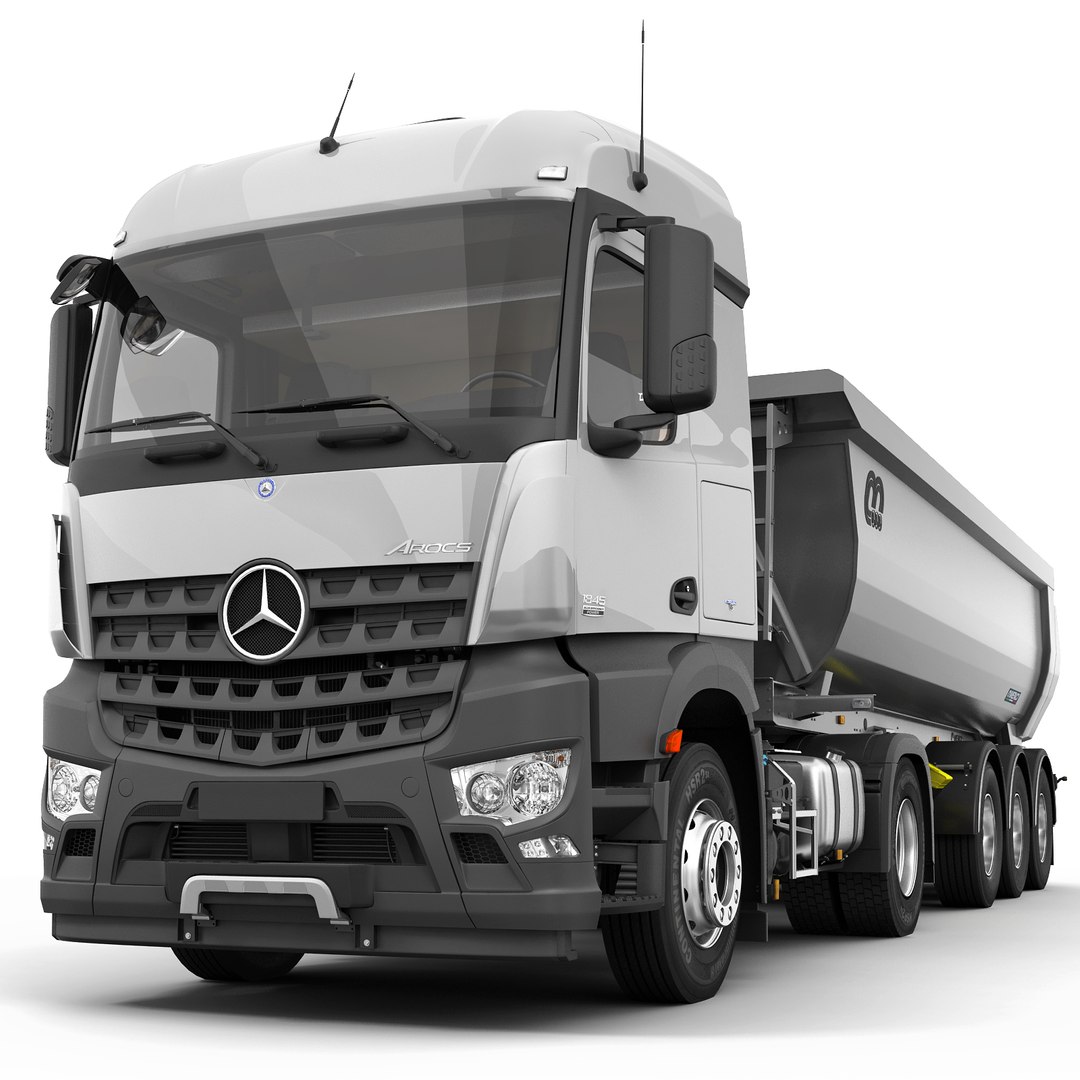 3d model of mercedes arocs tipper trailer