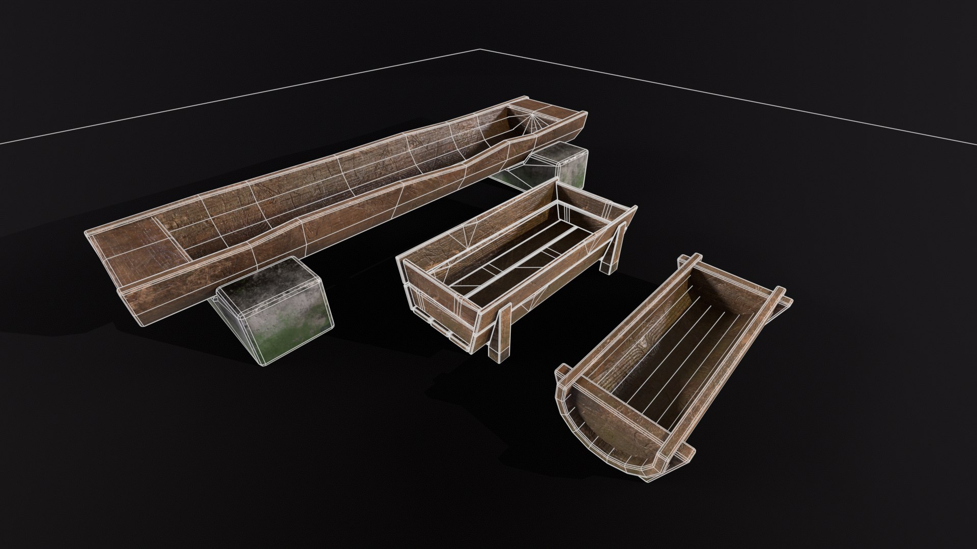 Medieval Trough Set 3D Model - TurboSquid 2198318