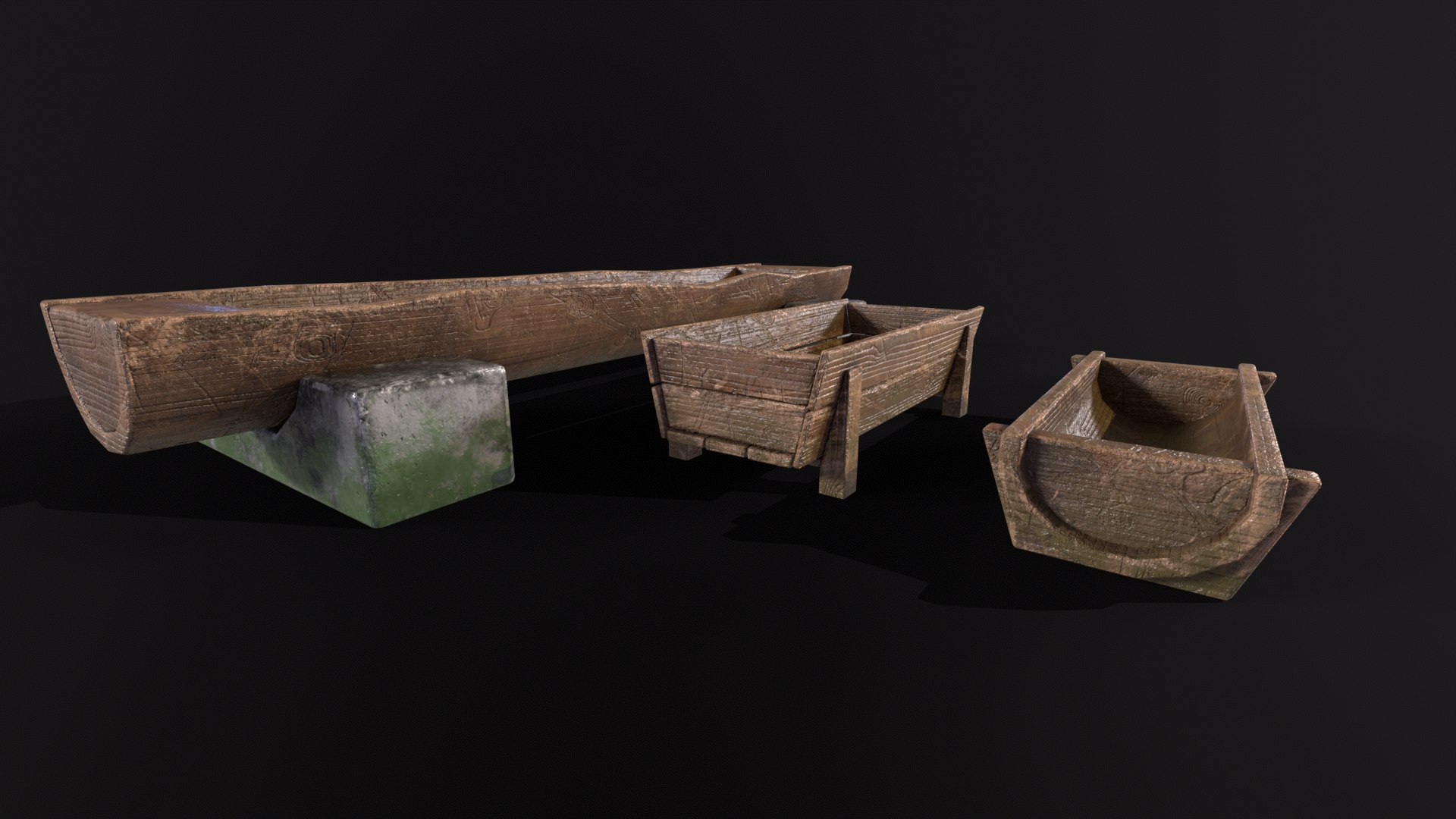 Medieval Trough Set 3D Model - TurboSquid 2198318