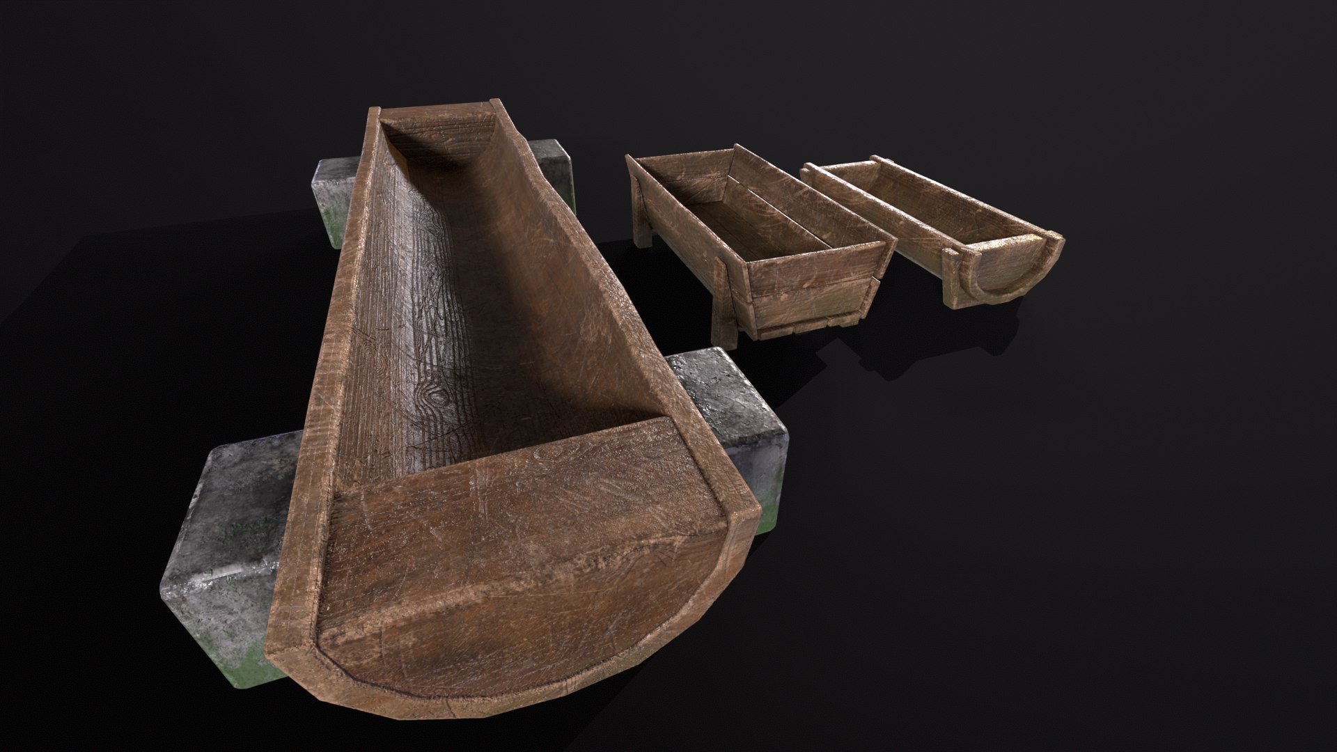 Medieval Trough Set 3D Model - TurboSquid 2198318