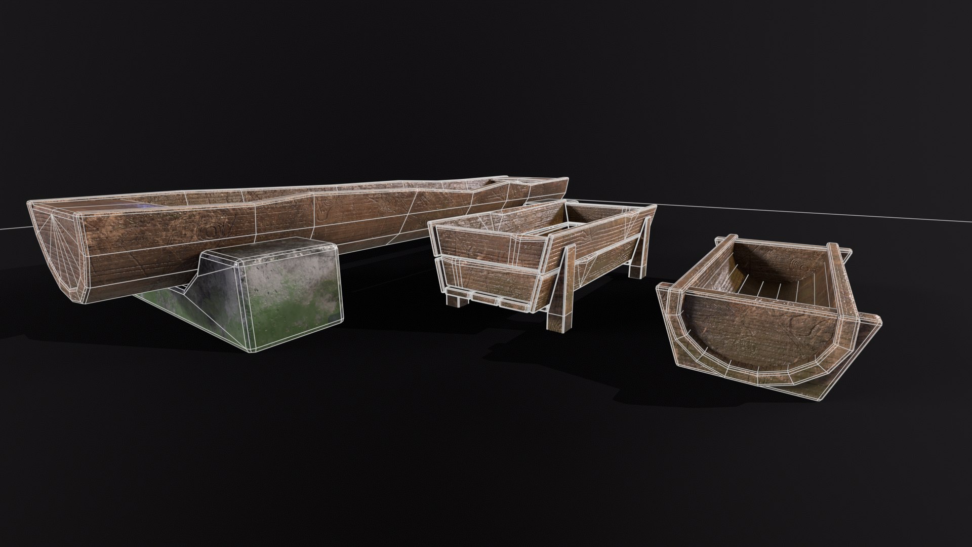 Medieval Trough Set 3D Model - TurboSquid 2198318