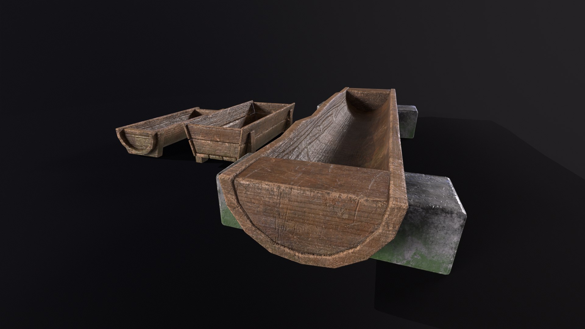Medieval Trough Set 3D Model - TurboSquid 2198318