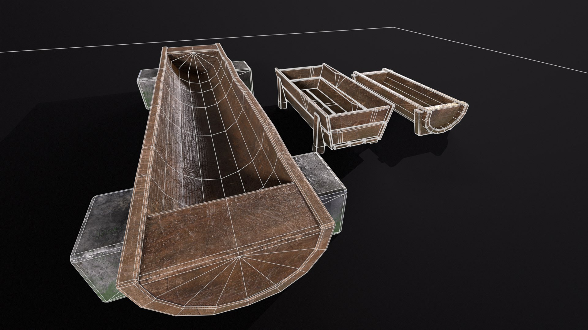 Medieval Trough Set 3D Model - TurboSquid 2198318