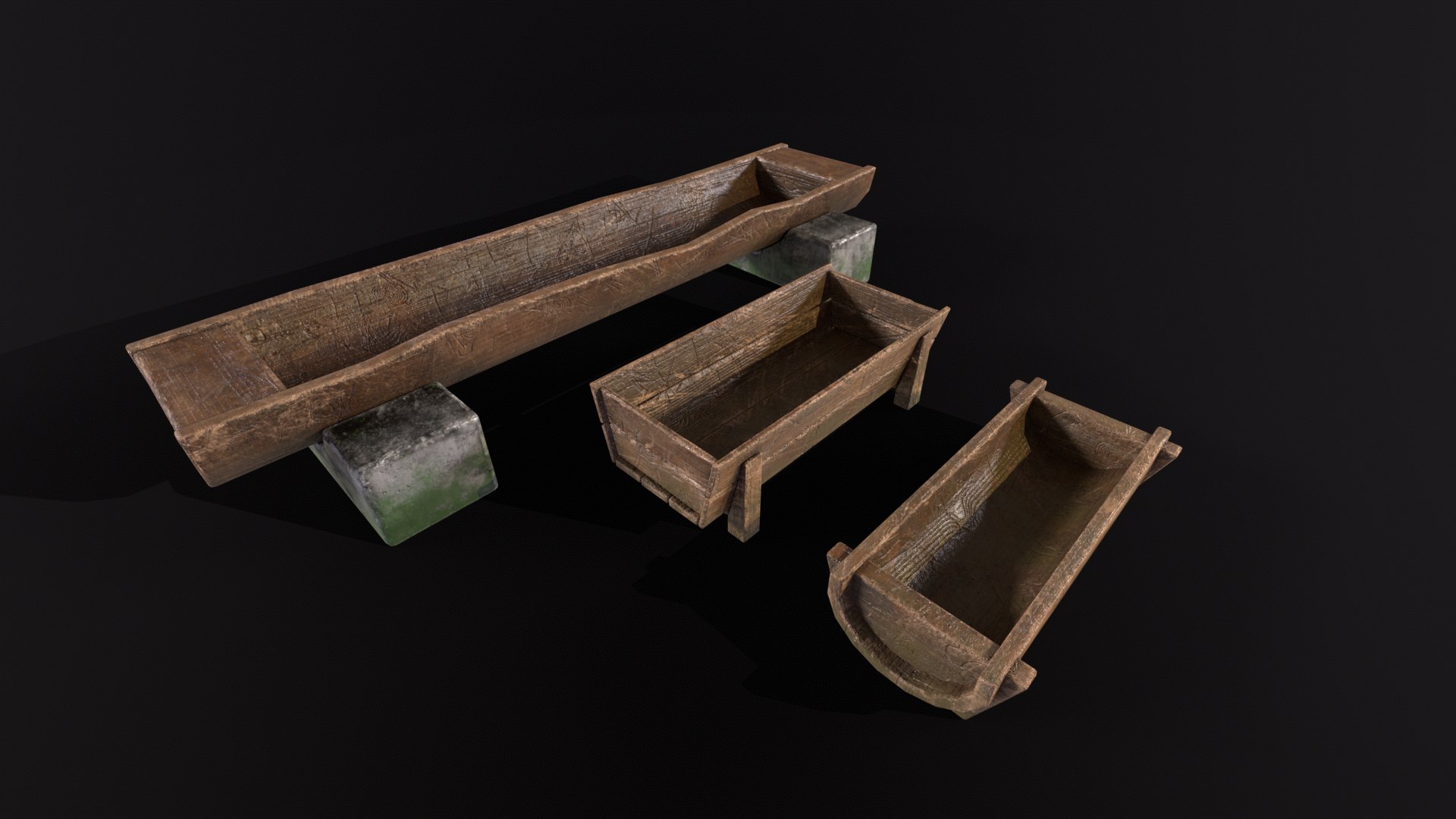 Medieval Trough Set 3D Model - TurboSquid 2198318