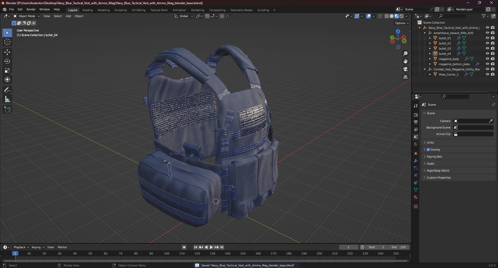 Navy Blue Tactical Vest With Ammo Mag Model - TurboSquid 2382556