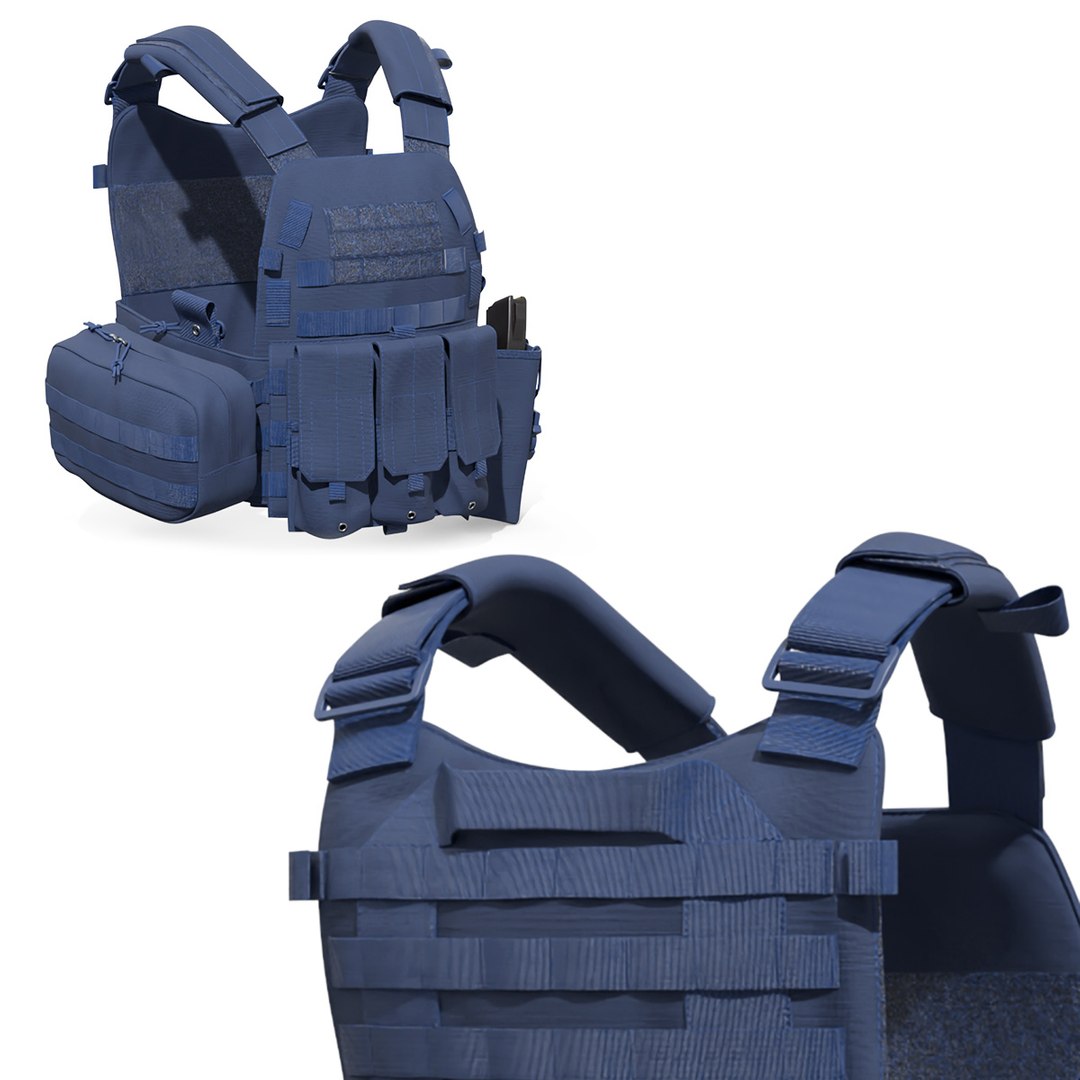 Navy Blue Tactical Vest With Ammo Mag Model - TurboSquid 2382556