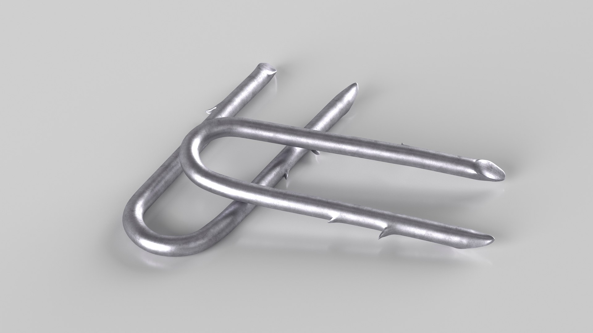 3D U-type Steel Nail With Flat Head Double Barbed - TurboSquid 2210681