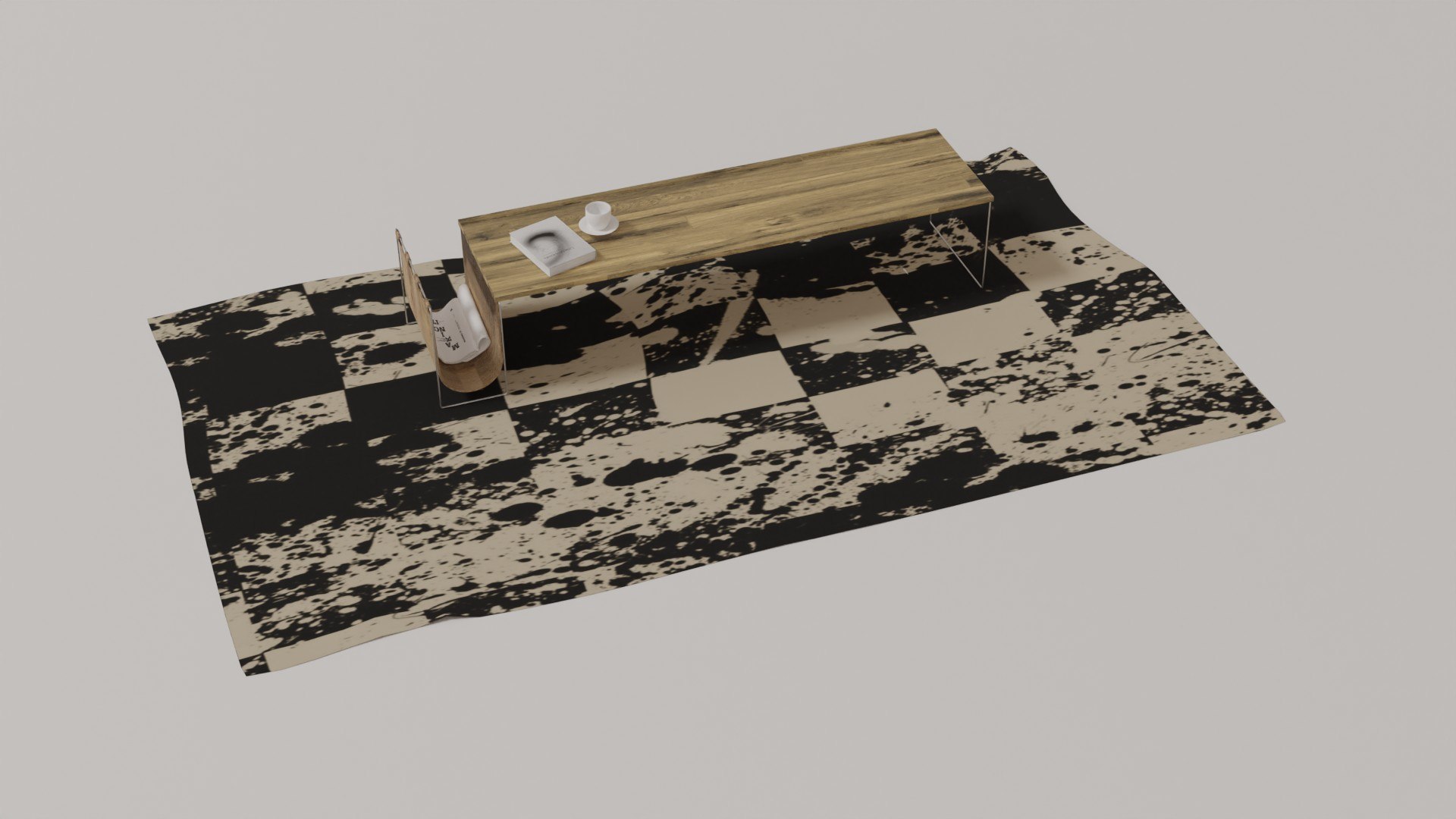 3D model Low poly Modern Table and abstract design carpet - TurboSquid ...