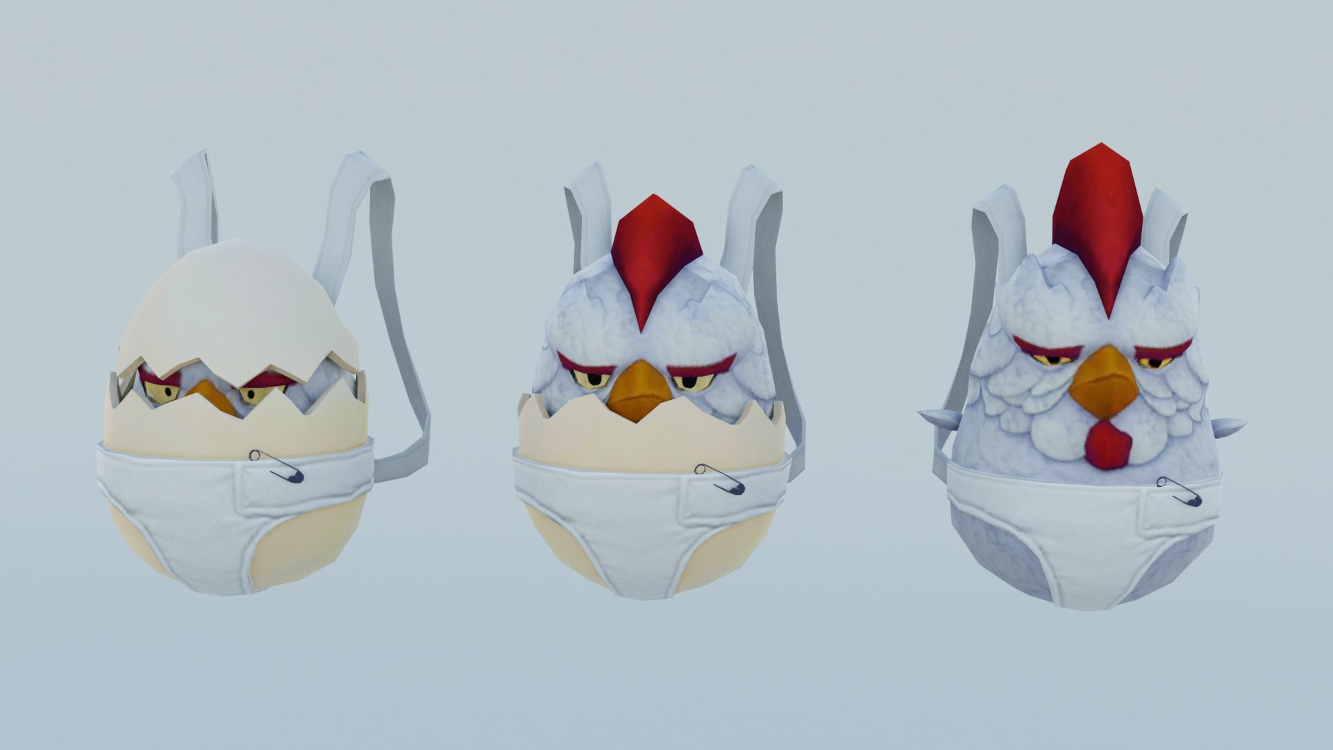 Bag 3x Chicken Backpack 3D - TurboSquid 1844085