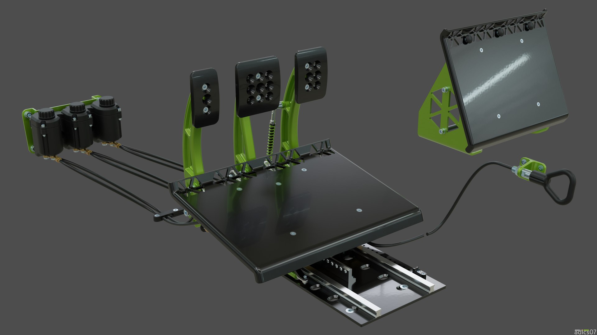 Highpoly Adjustable Pedals And Co-driver Footrest For Rally Car 3D ...