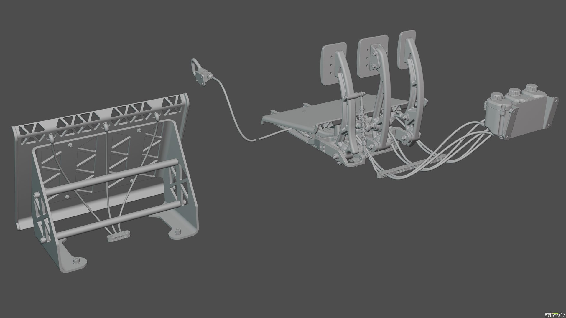 Highpoly Adjustable Pedals And Co-driver Footrest For Rally Car 3D ...